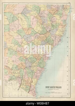 New South Wales (Eastern Section) state map. Australia. CRAM 1894 old ...