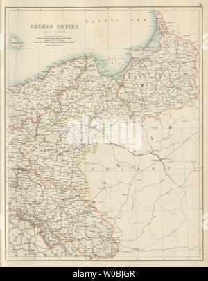 German Empire. Germany Prussia Poland. BARTHOLOMEW 1888 old antique map ...
