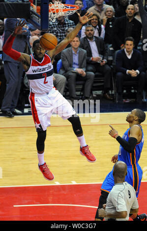 Washington Wizards guard Russell Westbrook, left, drives around Orlando ...