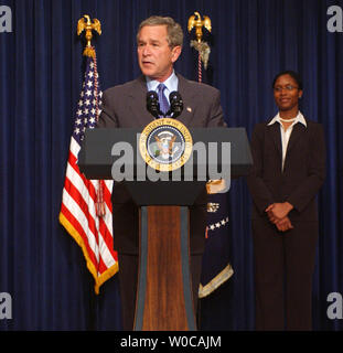 President George W. Bush addresses those gathered in the Old Executive ...