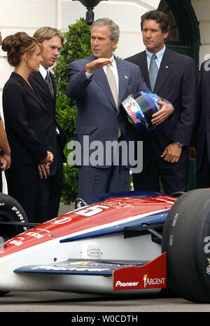A house near the Indianapolis Motor Speedway is decked out in race gear ...