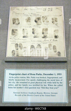 An exhibit highlighting the arrest of civil rights activist Rosa Parks ...
