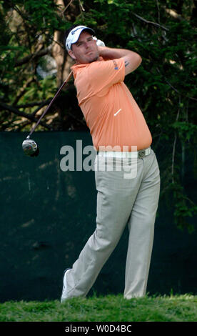Kenneth Ferrie watches his drive off of the second tee box, during the ...