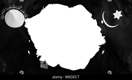 Ragged Islamic Liwa Ahmadiyya Movement flag, white background, 3d ...