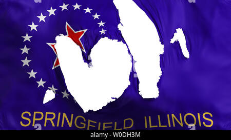 Tattered Springfield city, capital of Illinois state flag, white ...
