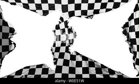 Ragged Checkered flag, white background, 3d rendering Stock Photo - Alamy