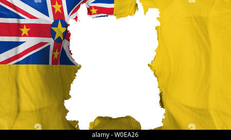 Cracked Niue city, capital of Alofi flag, white background, 3d ...