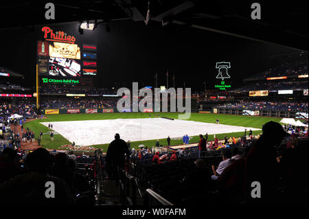 A heavy rain falls on the field during a World Cup 2026 group F ...