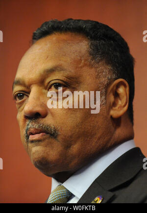 Rev. Jesse Jackson delivers his remarks at the funeral of Percy Sutton ...