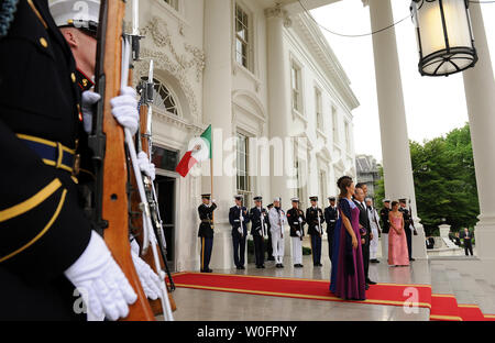 The Mexican military honor guard stands in formation during a parade in ...