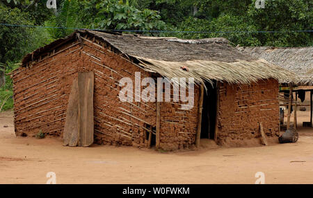 Pygmy village in the remote central African rainforest of northeast ...