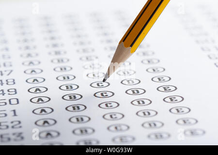 Test score sheet with answers Stock Photo - Alamy
