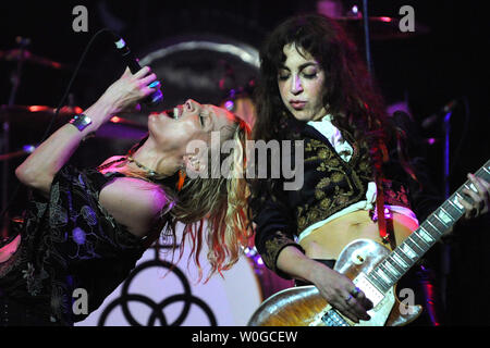 Guitarist Steph Paynes of the rock group Lez Zeppelin plays a Theremin ...