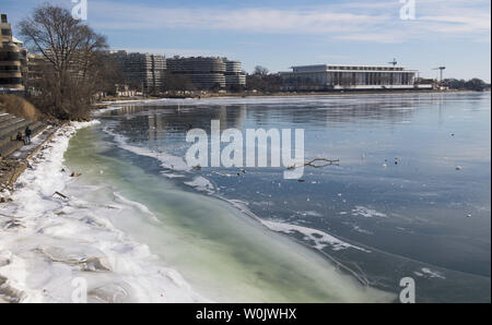 The Potomac River is frozen following several days of brutally cold ...