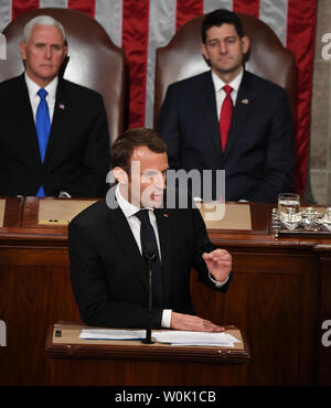 French President Emmanuel Macron addresses the French parliament united ...