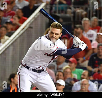 Atlanta Braves' Freddie Freeman bats against the Boston Red Sox in a ...