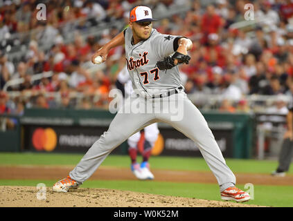Detroit Tigers' Joe Jimenez delivers a pitch during the fourth inning ...