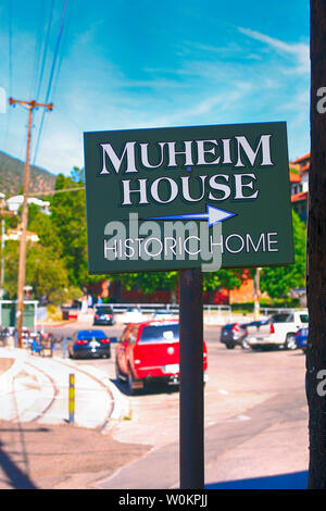 Muheim House Historic Home sign in downtown historic Bisbee AZ Stock ...