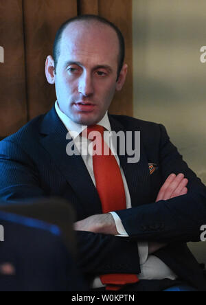 Trump presidential advisor Stephen Miller at a bilateral meeting btween ...