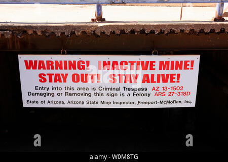 Warning sign at the entrance to an abandoned mine shaft in Lankeys ...