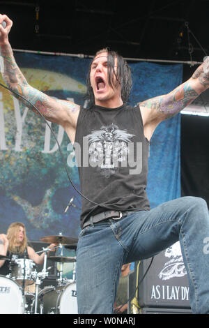 Tim Lambesis of As I Lay Dying performs in concert at the 2005 Ozzfest ...