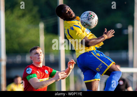 Kayne McLaggon of Barry Town. Barry Town United v Cefn Druids JD Cymru ...