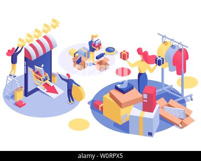 shopping commerce business sales cartoon Stock Vector Image & Art - Alamy
