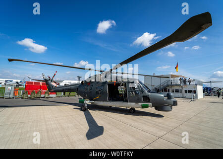German Navy Super Lynx Mk88A military helicopters on board the frigate ...