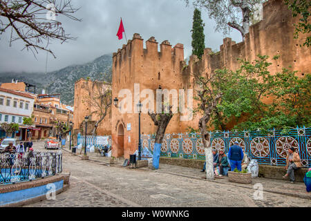 Chefchaouen, Morocco - May 4, 2019: View of the kasbah (Alcazaba) and ...