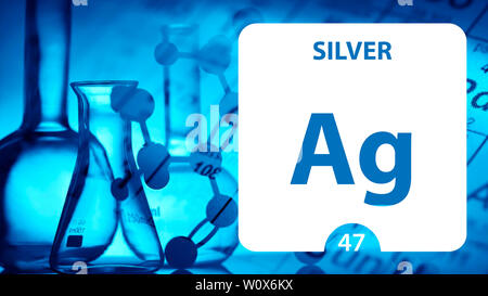 Silver Ag chemical element. Silver Sign with atomic number. Chemical 47 ...