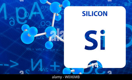 Silicon Chemical 14 element of periodic table. Molecule And ...