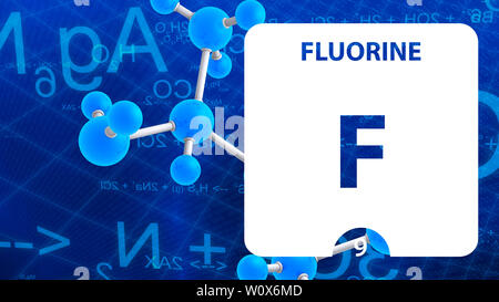 Flourine Chemical 9 element of periodic table. Molecule And ...
