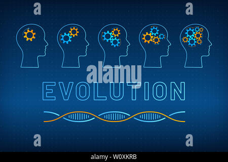 Technology Evolution with Man Evolving with System Stock Photo - Alamy