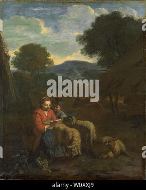 Shepherdess Reading, Simon van der Does, 1706 Stock Photo - Alamy