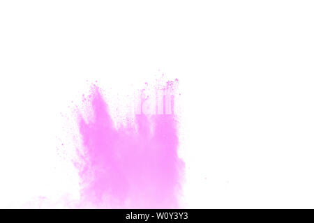 Bizarre forms of pink powder splatter on white background Stock Photo ...