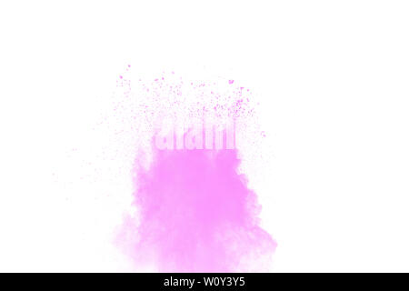 Bizarre forms of pink powder splatter on white background Stock Photo ...