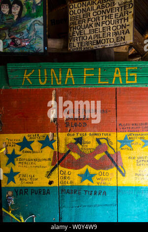 Kuna flag, Kuna Museum, Carti Island, San Blas Archipelago, Kuna Yala ...