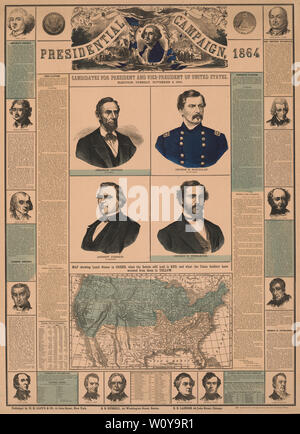 Vintage 1864 American Presidential Campaign Poster National Union ...