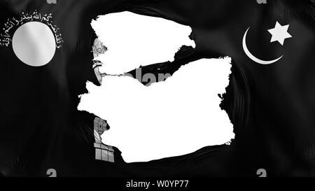 Broken Islamic Liwa Ahmadiyya Movement flag, white background, 3d ...