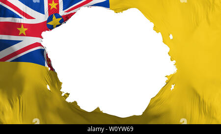 Cracked Niue city, capital of Alofi flag, white background, 3d ...