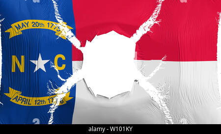 North Carolina state flag with a hole, white background, 3d rendering ...