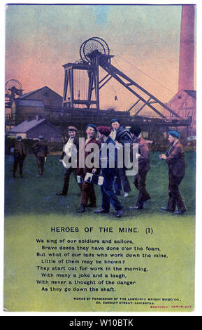 A postcard featuring a verse of the poem Heroes of the Mine, one of ...