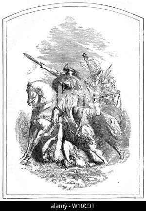 Engraving of the Roman General Titus rallying his troops during the ...