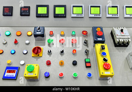 Electric control panel board with main switch Stock Photo - Alamy
