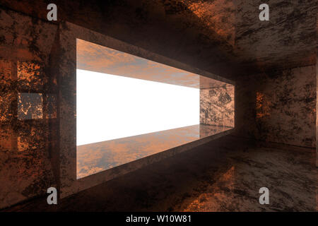 Empty rusty room with light coming in from the window, 3d rendering ...