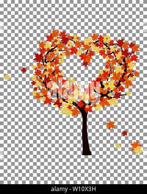 Autumn maples tree with falling leaves. Vector illustration Stock ...