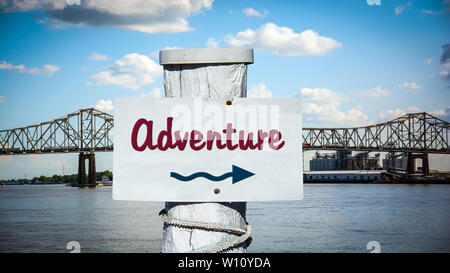 Street Sign the Direction Way to Adventure versus Boredom Stock Photo ...