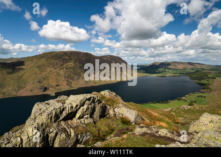 Crummock Water from Rannerdale Knotts in the Lake District, Cumbria ...