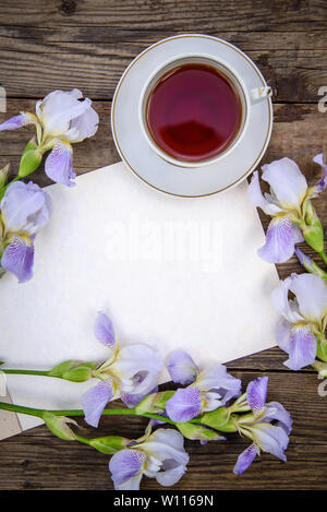 white sheet of paper in purple lupin colors, copy space Stock Photo - Alamy