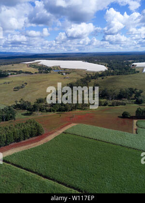 Aerial of netted fruit commercial orchard near Childers Queensland ...